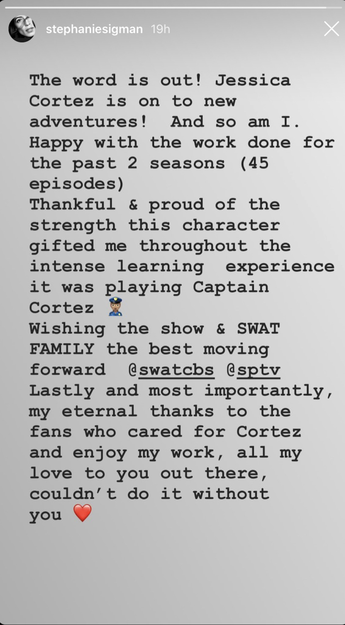 'S.W.A.T.': Stephanie Sigman Not Returning as Captain Cortez for Season 3