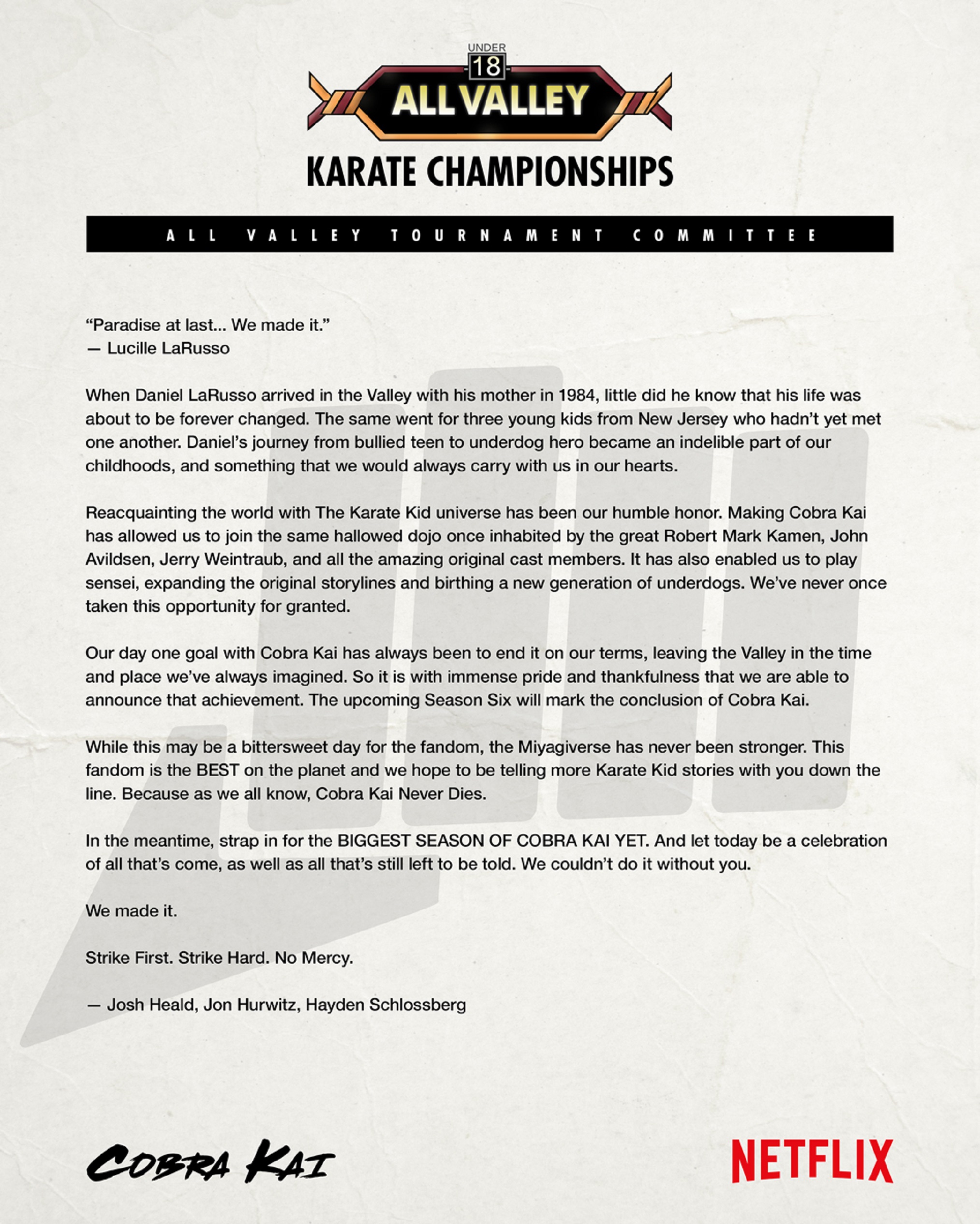 Cobra Kai Ending With Season 6 Netflix Promises Biggest And Baddest