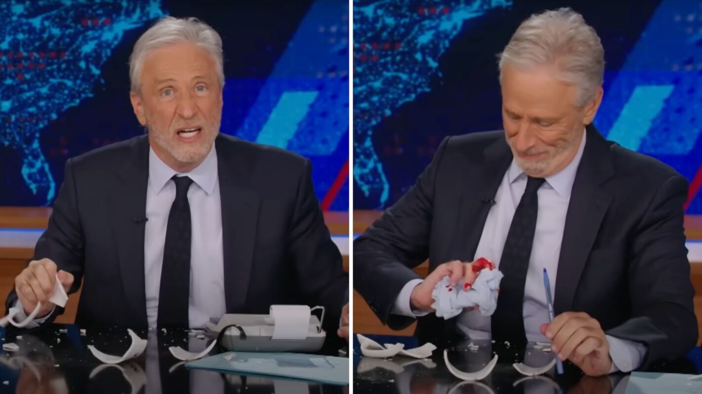 Jon Stewart Shocks Viewers After Cutting Hand Open During 'Daily Show' Rant