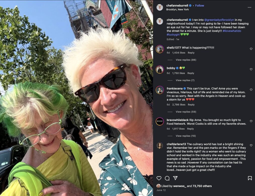 Anne Burrell Was ‘Very Happy’ Days Before Death Says 'Green Lady' in ...